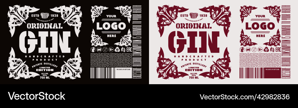 Template decorative label for london dry gin Vector Image