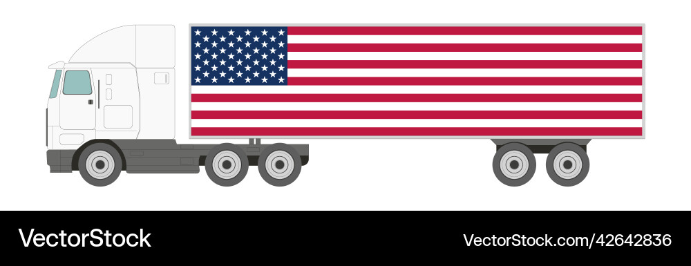 Truck with us flag trailer on white background Vector Image