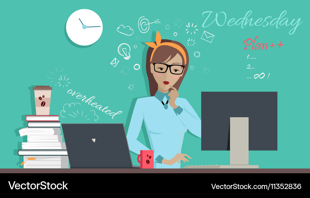 Wednesday wworking day woman planning her work Vector Image