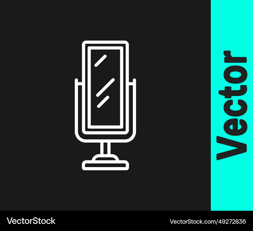 White line big full length mirror for bedroom Vector Image