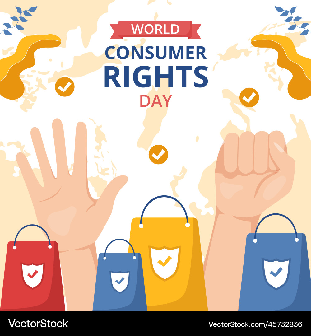 World consumer rights day flat cartoon hand drawn Vector Image
