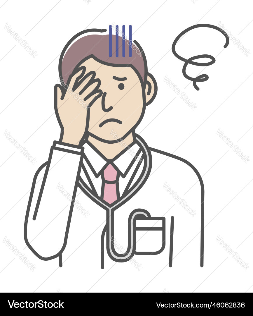 Young male doctor gesture variation trouble Vector Image