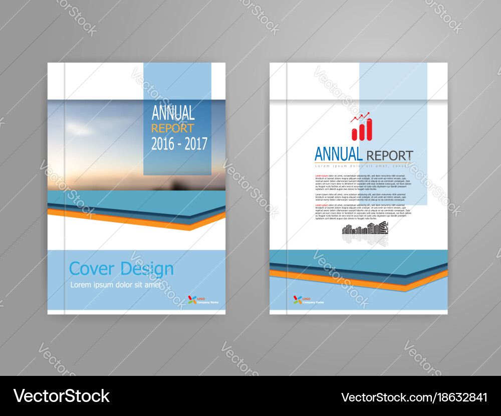 Blue cover annual report brochure Royalty Free Vector Image