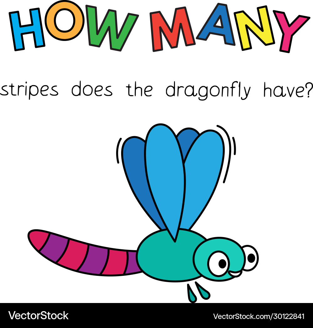 Cartoon dragonfly counting game for kids Vector Image