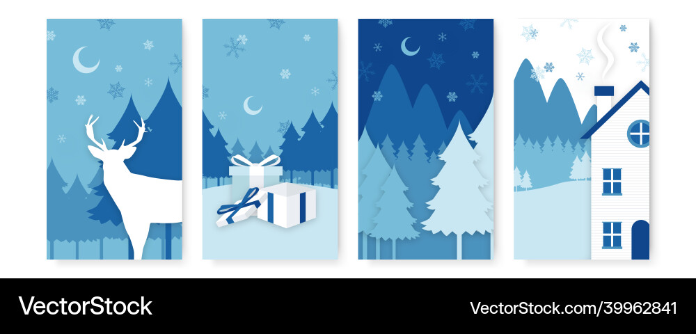 Collection of abstract background designs winter Vector Image