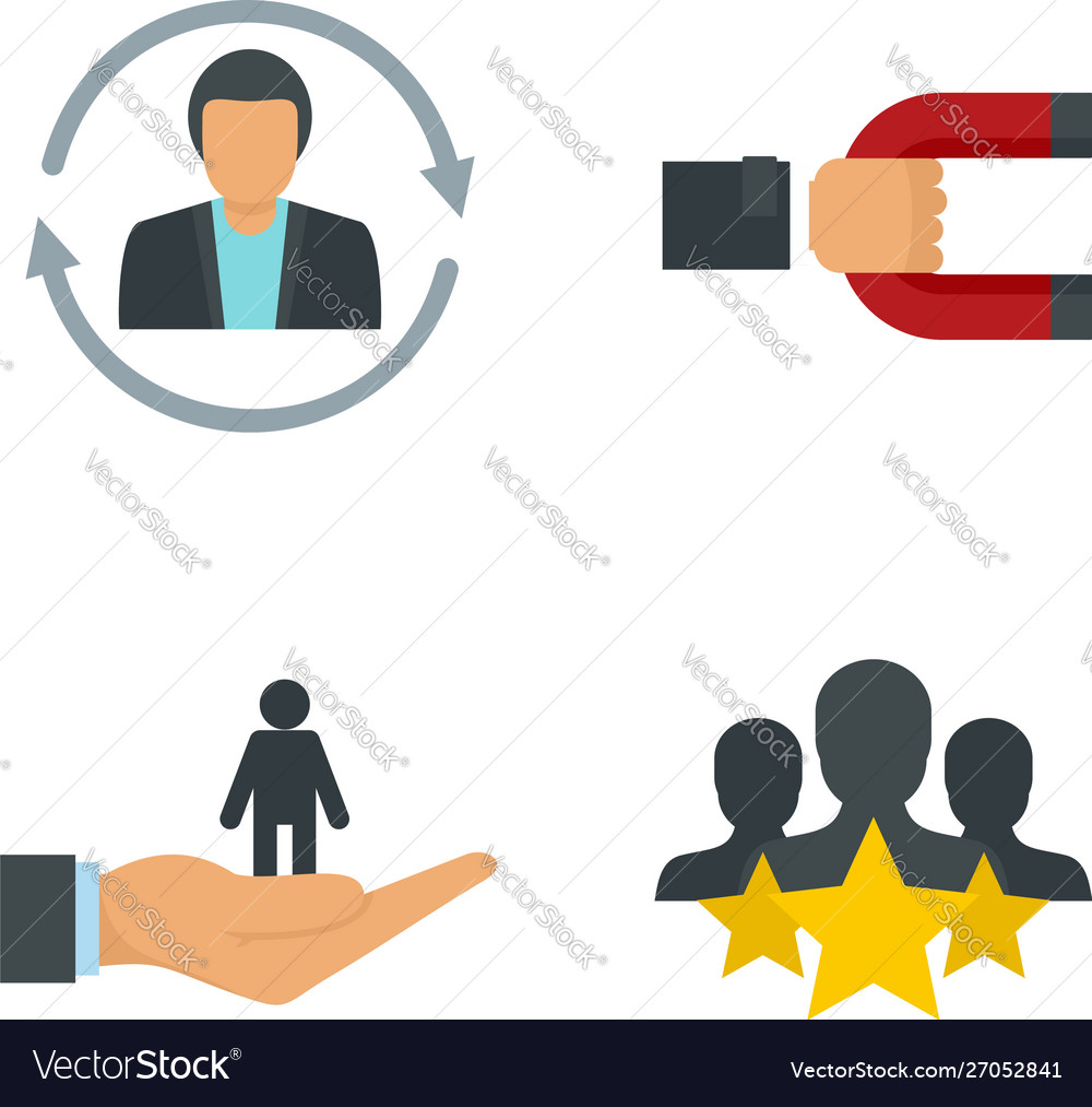 Customer retention icon set flat style Royalty Free Vector Customer retention icon set flat style Royalty Free Vector
