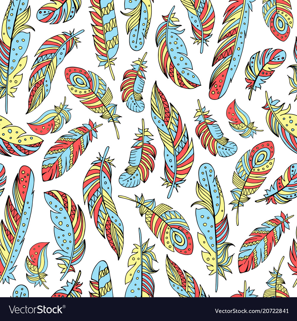 Decorative feathers seamless pattern Royalty Free Vector