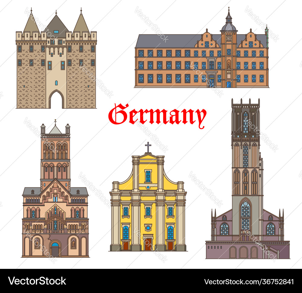 Germany landmark buildings cathedrals dusseldorf Vector Image