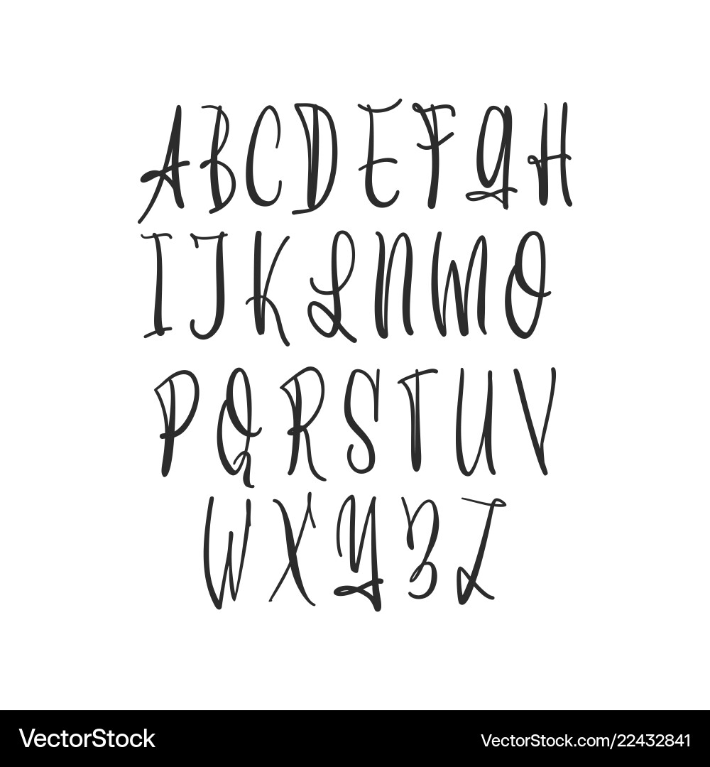 Handwritten lettering font aphabet Royalty Free Vector Image
