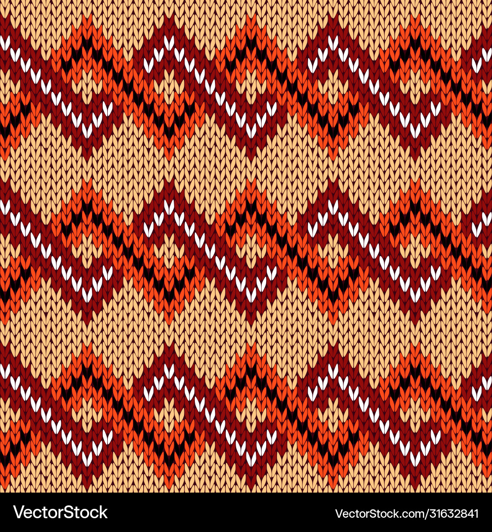 Knitting seamless zigzag pattern in various warm Vector Image