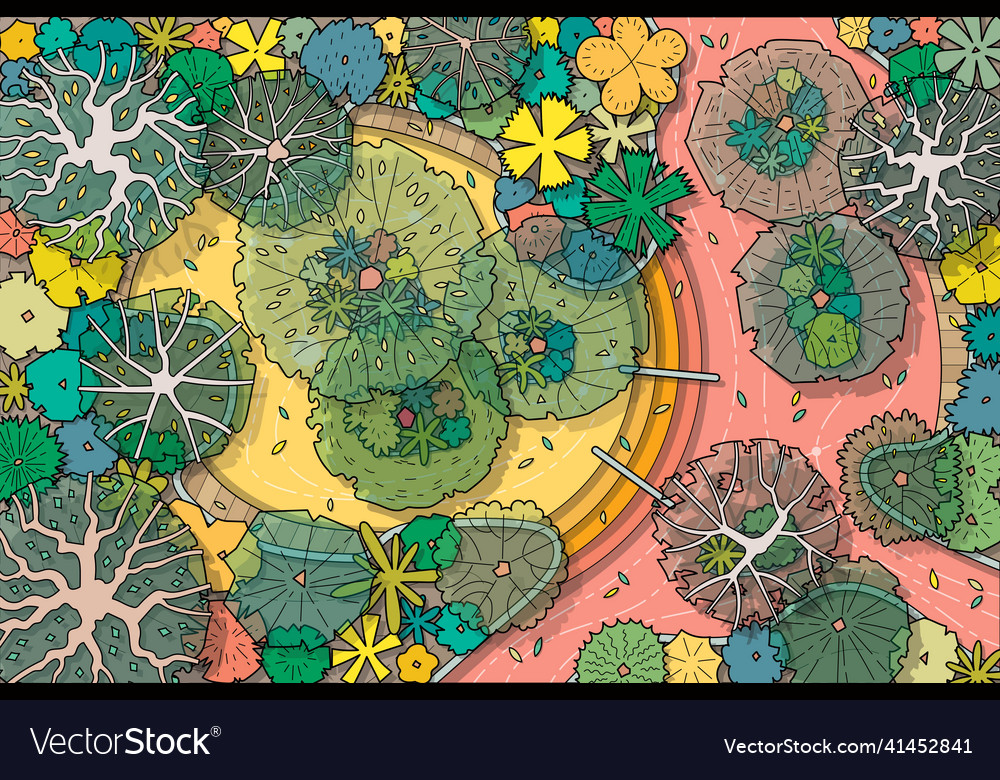Top view tree set for landscape design Royalty Free Vector