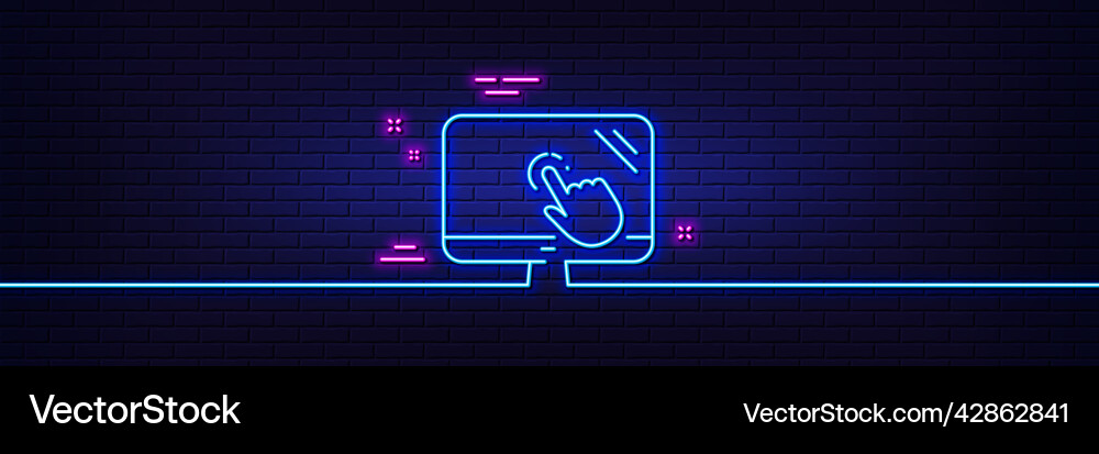 Touch screen line icon online quiz test sign Vector Image