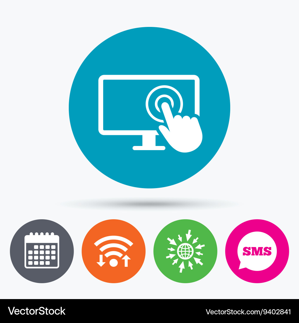Touch screen monitor sign icon hand pointer Vector Image