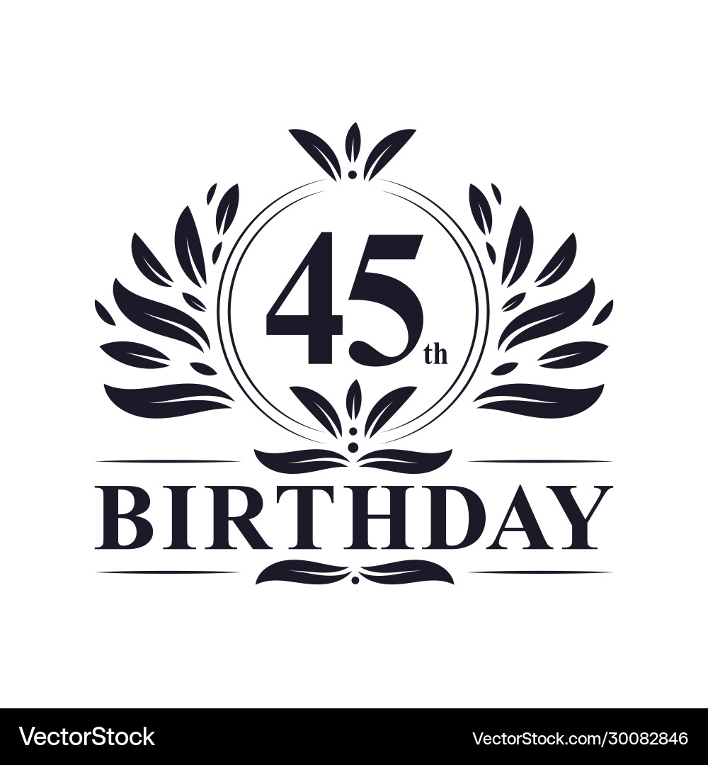 45 years birthday logo 45th celebration Royalty Free Vector