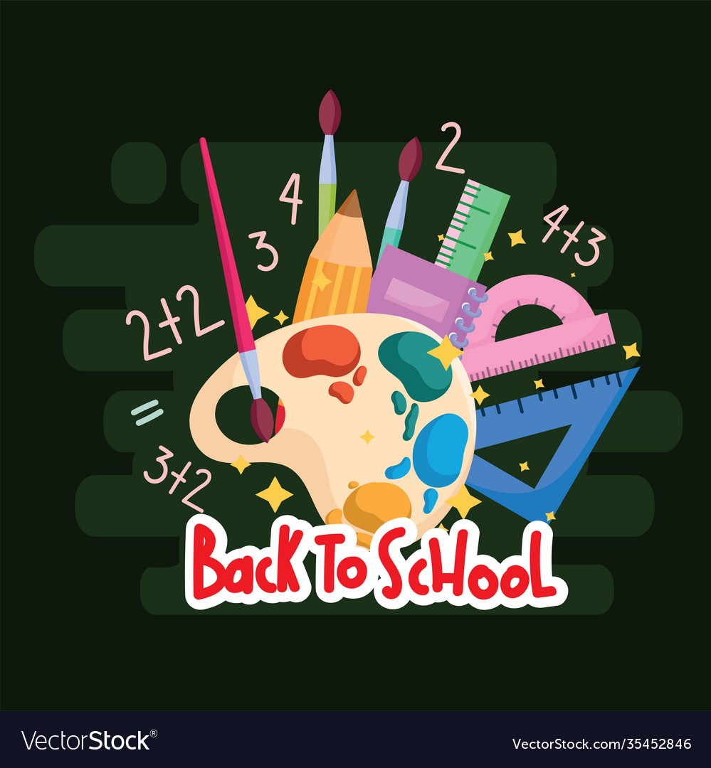 Back to school paint palette and icon set Vector Image