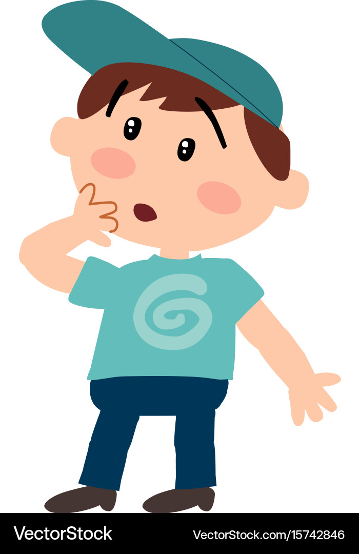 Cartoon character white boy with blue cap Vector Image