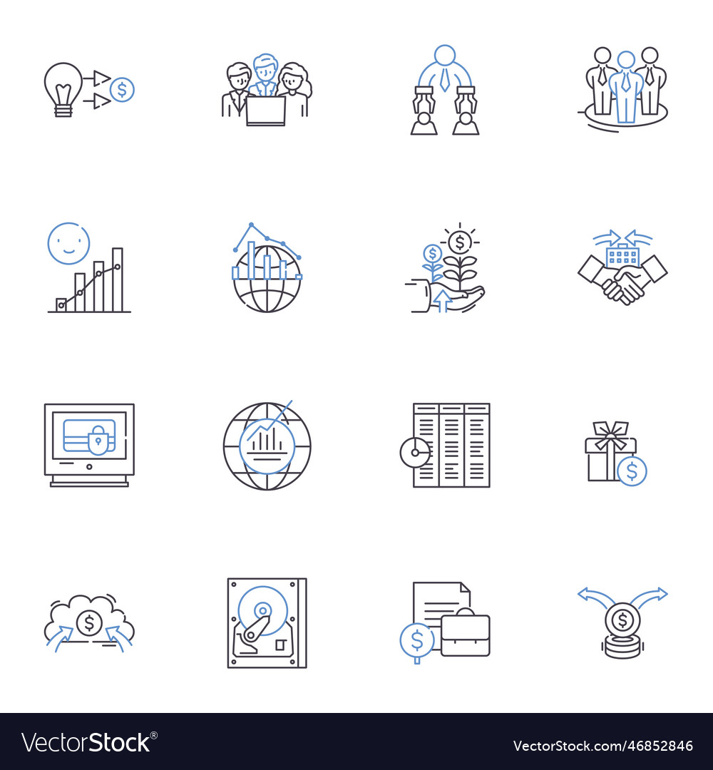 Competitive analysis line icons collection Vector Image