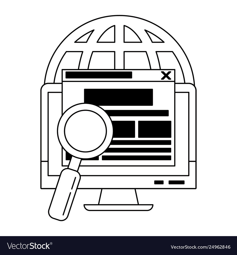Computer screen internet browsing in black Vector Image