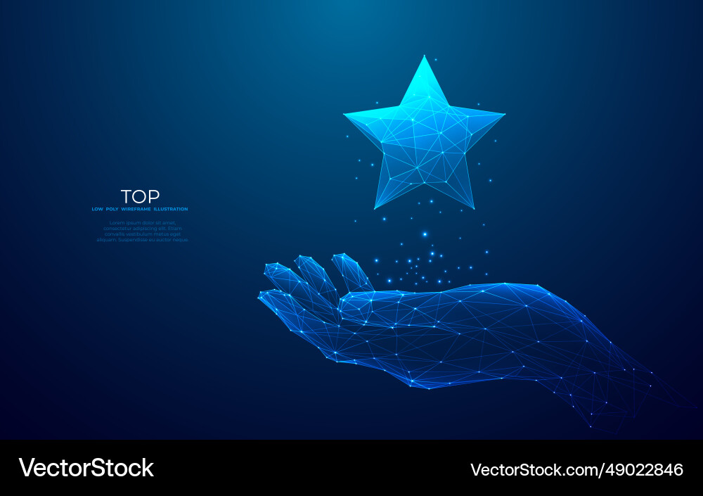 Digital star in abstract hand success concept Vector Image