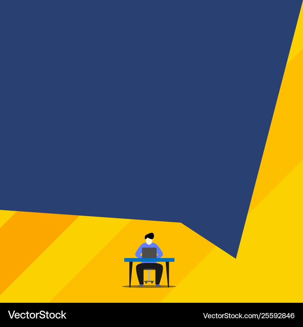 Front view young man sitting chair desk working Vector Image