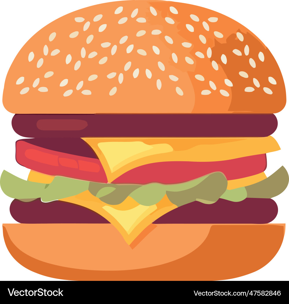 Grilled burger with tomato and onion Royalty Free Vector