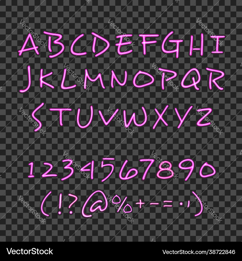 Hand lettering neon transparent background poster Vector Image