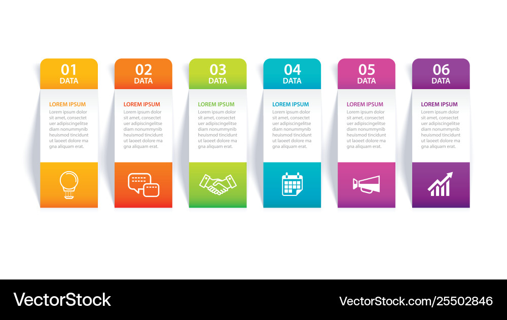 Infographics tab in vertical paper index with 6 Vector Image