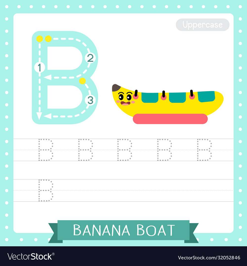 Letter b uppercase tracing practice worksheet Vector Image