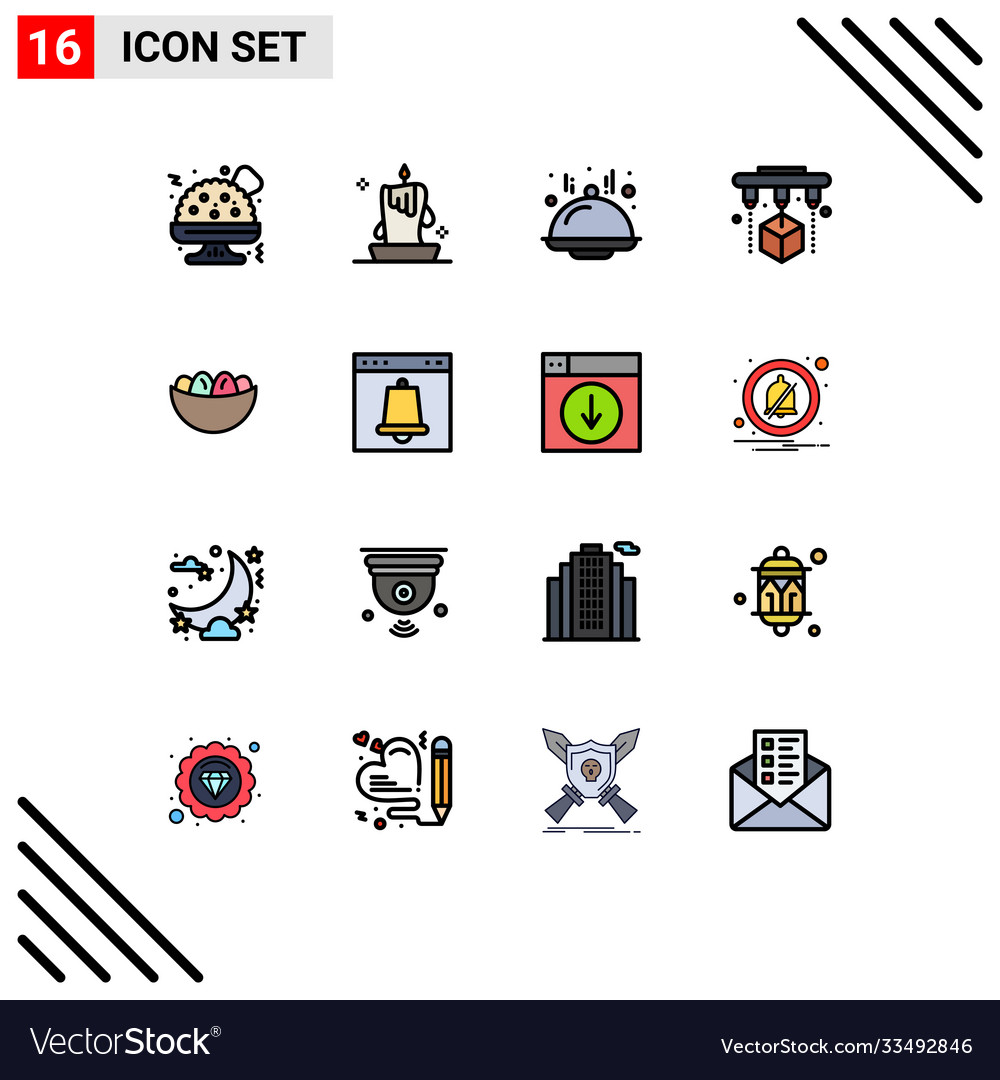 Mobile interface flat color filled line set 16 Vector Image