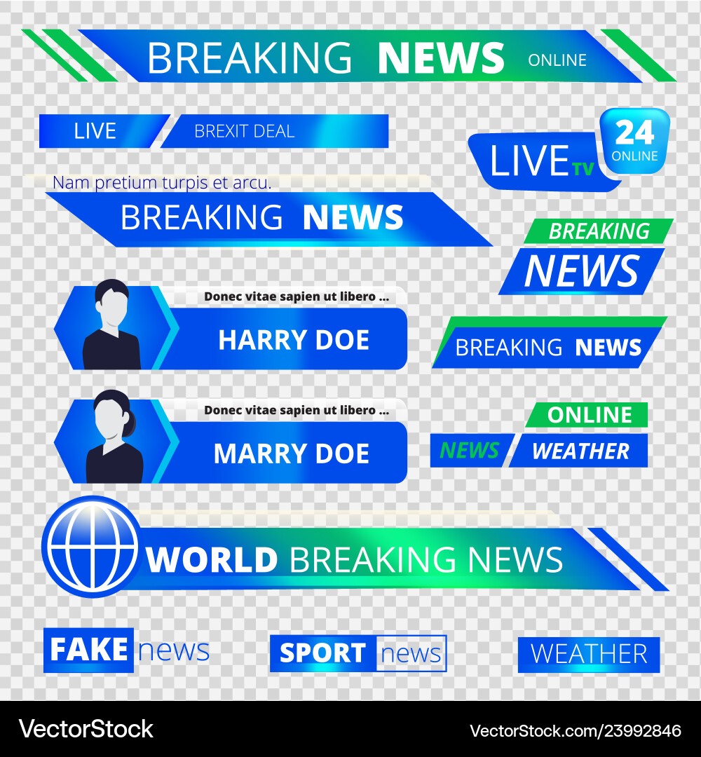 News graphic banners breaking television Vector Image