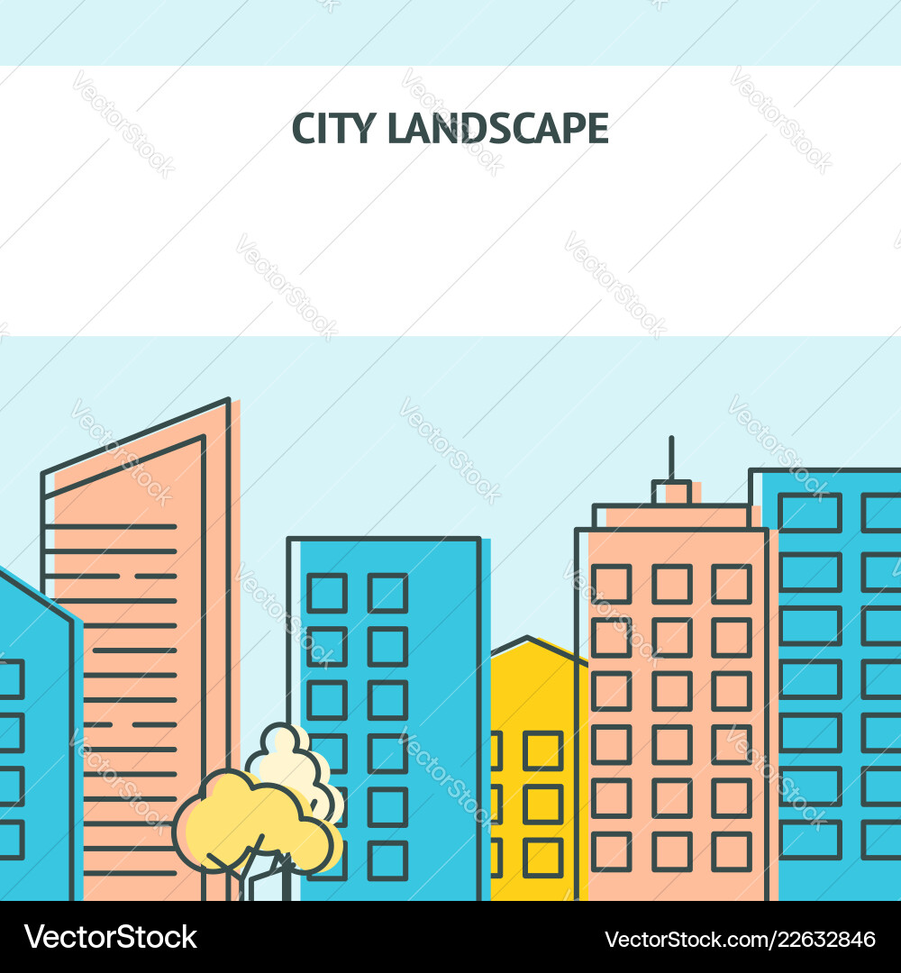 Poster template with city street in thin Vector Image