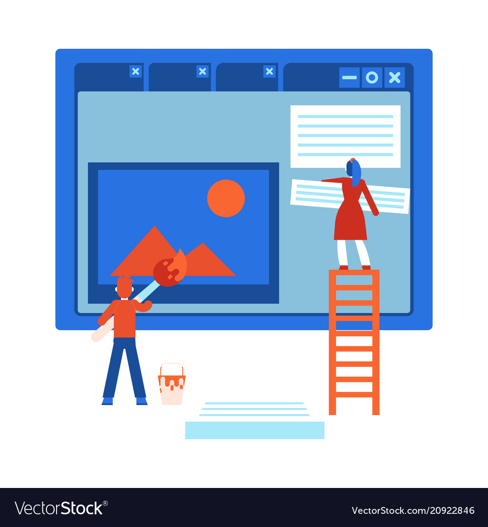 Process of web site design development - isolated Vector Image