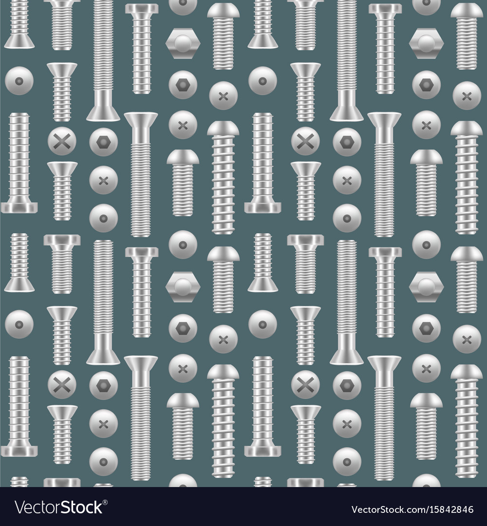 Realistic screw background pattern different Vector Image