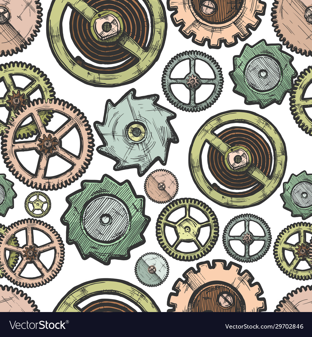 Seamless pattern with different gears Royalty Free Vector