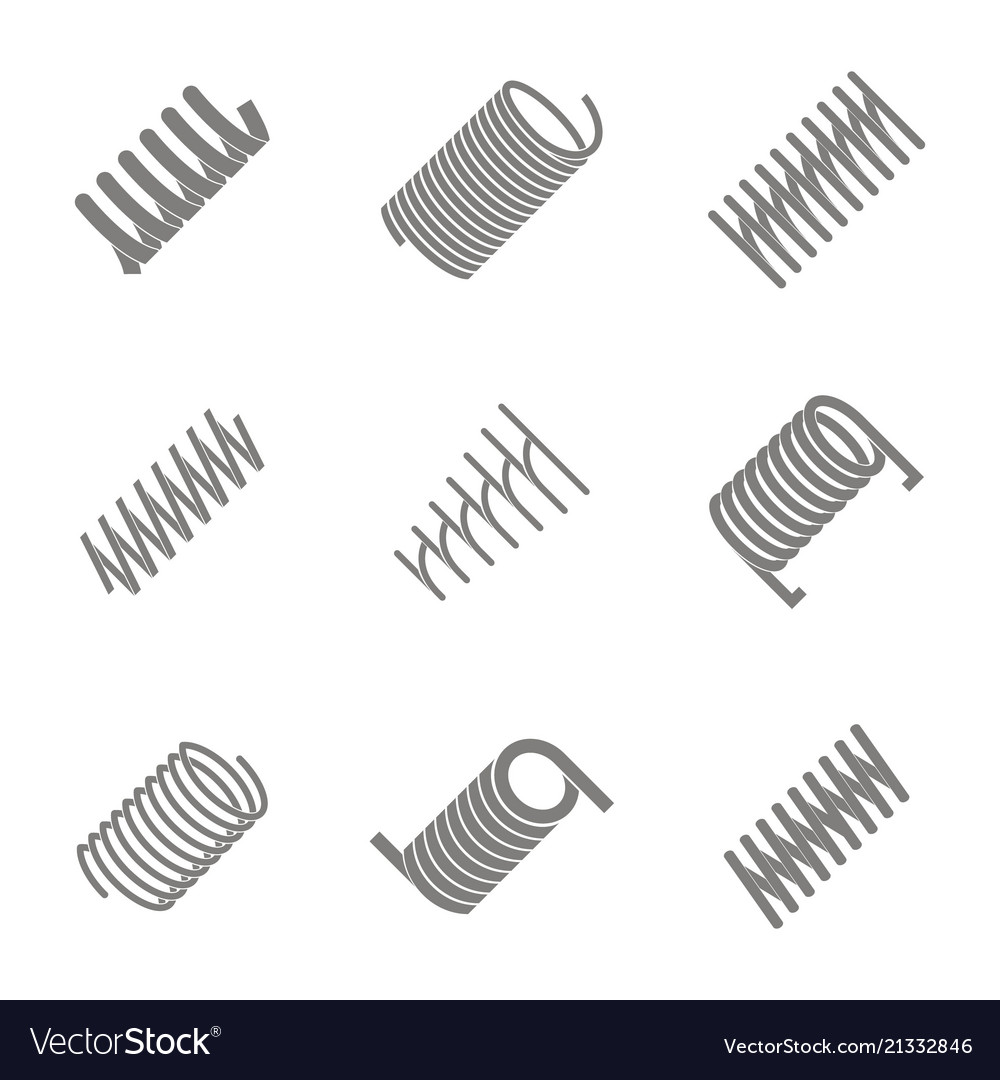 Set of monochrome icons with springs Royalty Free Vector