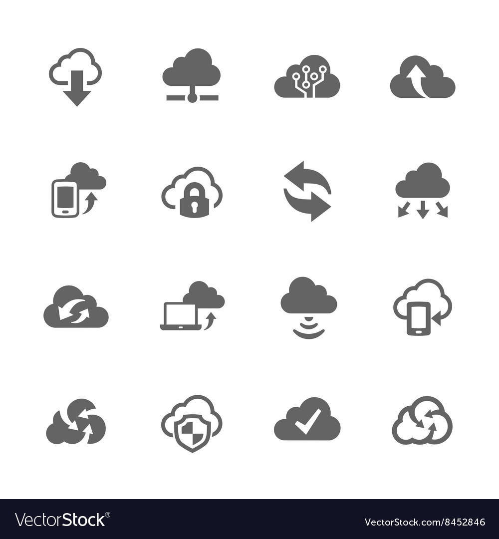 Simple computer cloud icons Royalty Free Vector Image