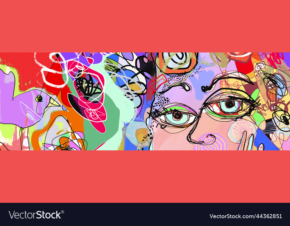 Abstract Contemporary Art Sketch Drawing Original Vector Image