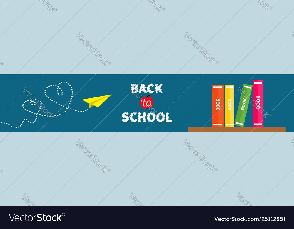 Back to school book shelf with four books blue Vector Image