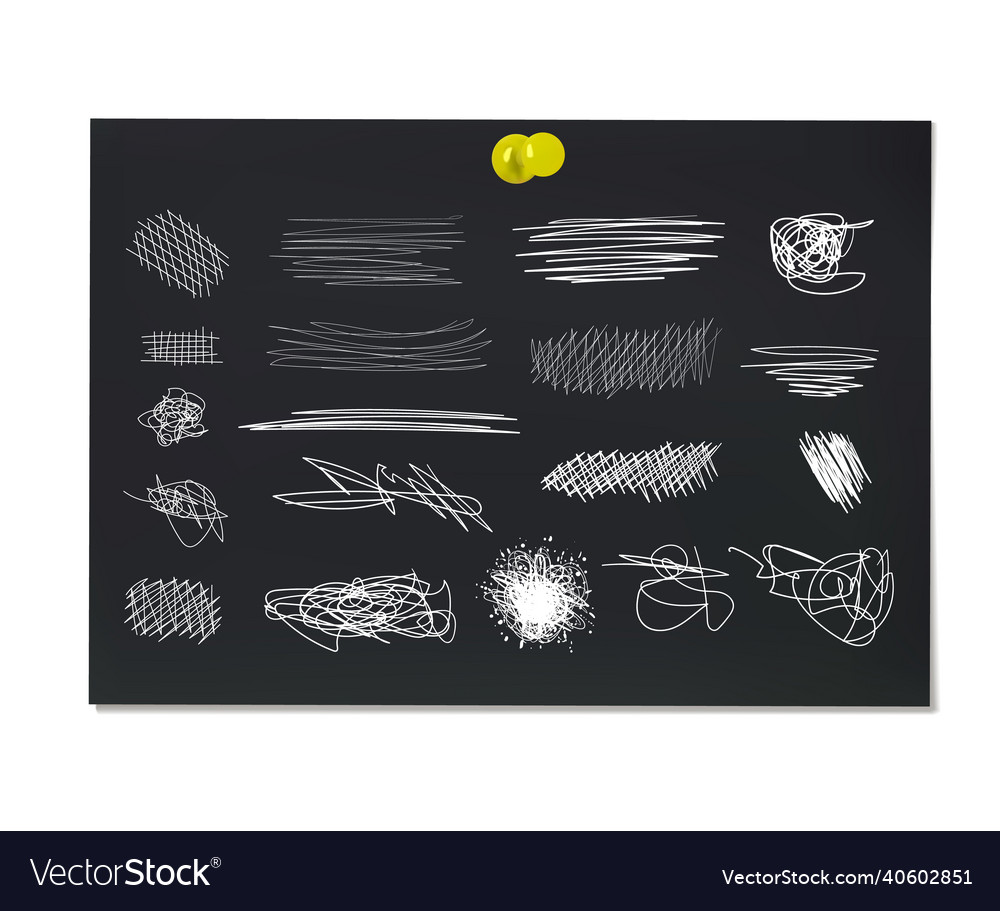 Black paper sheet and white scribble lines Vector Image