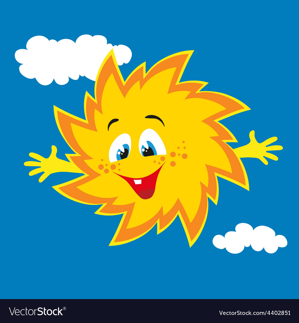 Happy cartoon sun smiling Royalty Free Vector Image Happy cartoon sun smiling Royalty Free Vector Image