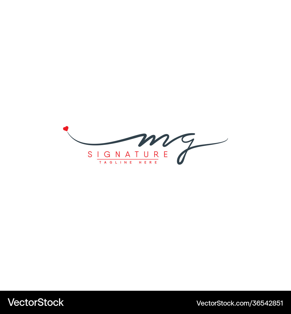 Initial letter mg logo - handwritten signature Vector Image