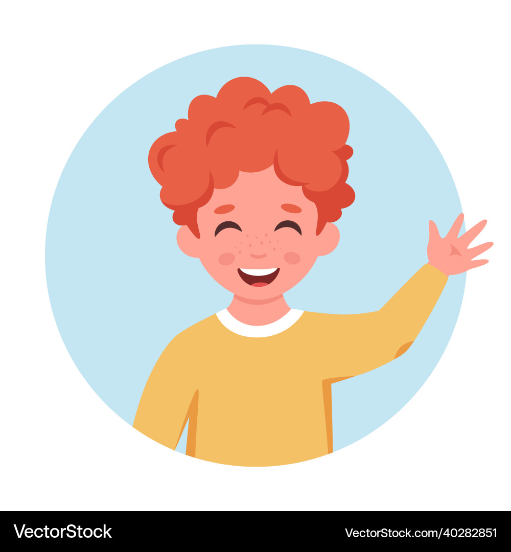 Little boy smiling and waving hand Royalty Free Vector Image