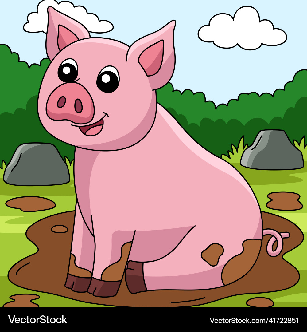 Pig cartoon colored animal Royalty Free Vector Image