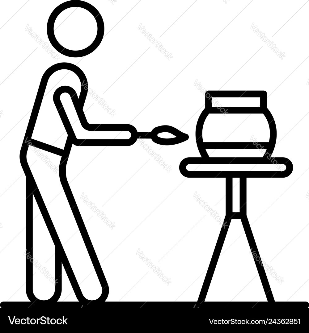 Potter man working icon outline style Royalty Free Vector