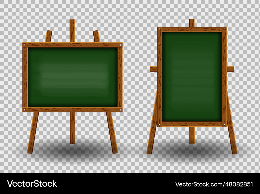 Realistic green chalkboard with wooden frame Vector Image