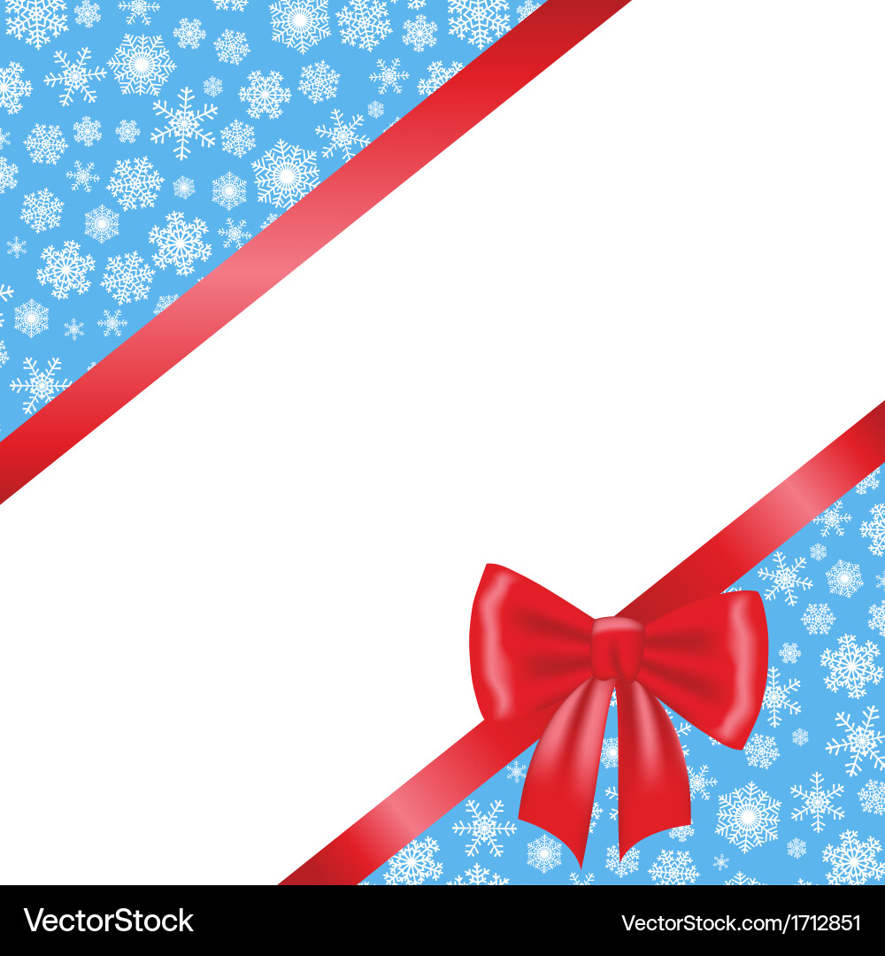 Red bow and ribbon and blue background Royalty Free Vector