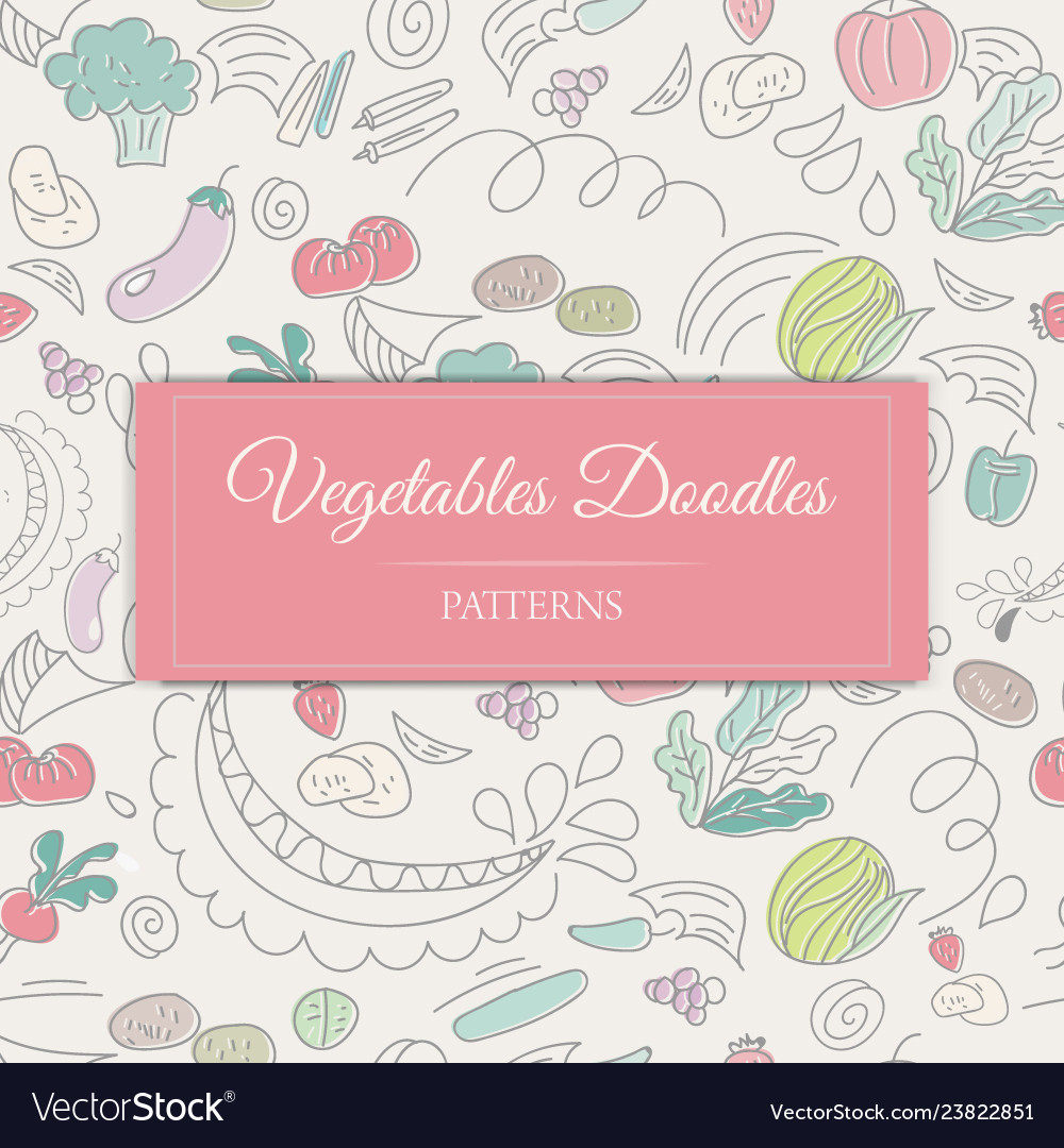 Vegetable doodle pattern Royalty Free Vector Image
