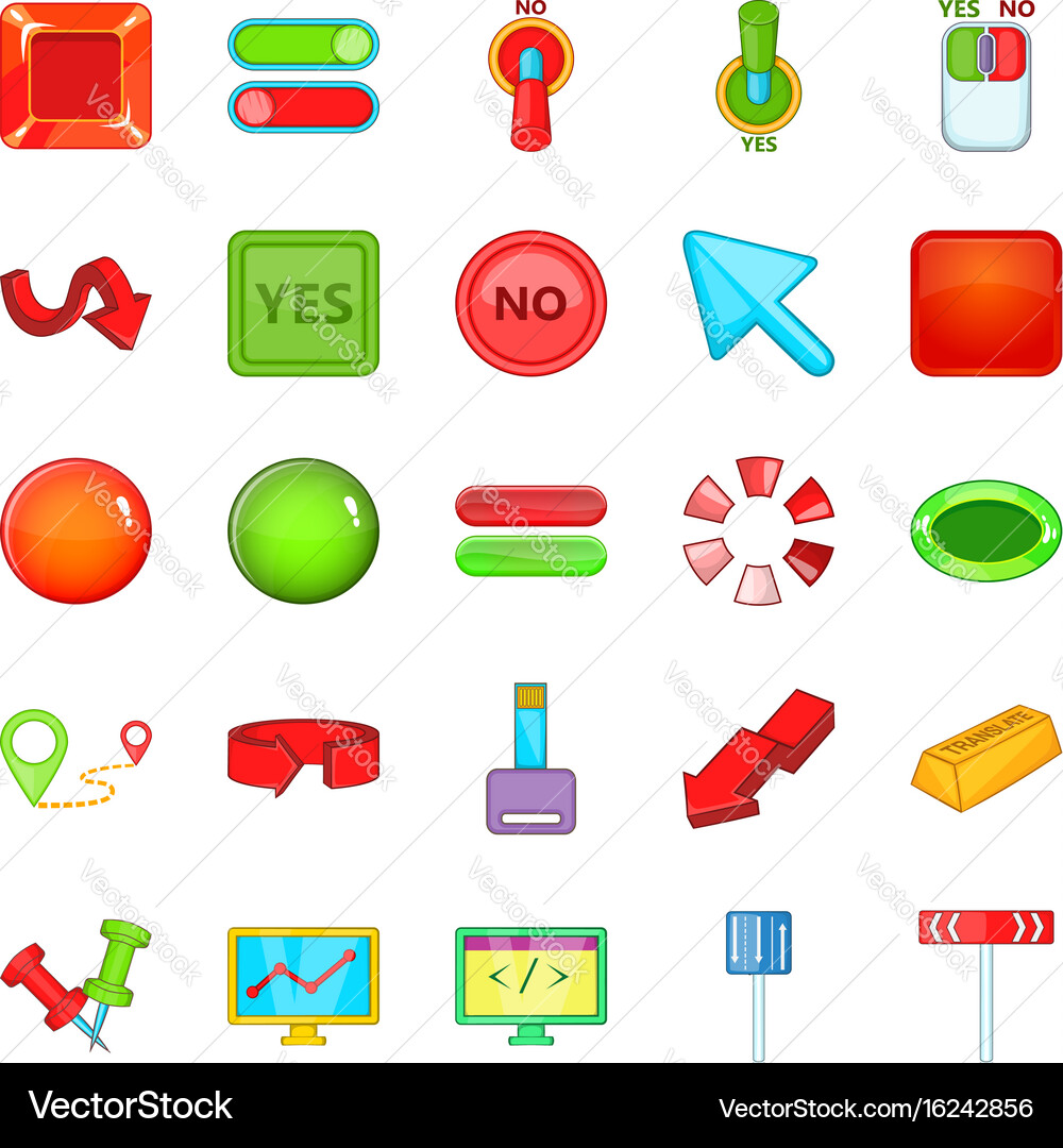 Arrow icons set cartoon style Royalty Free Vector Image