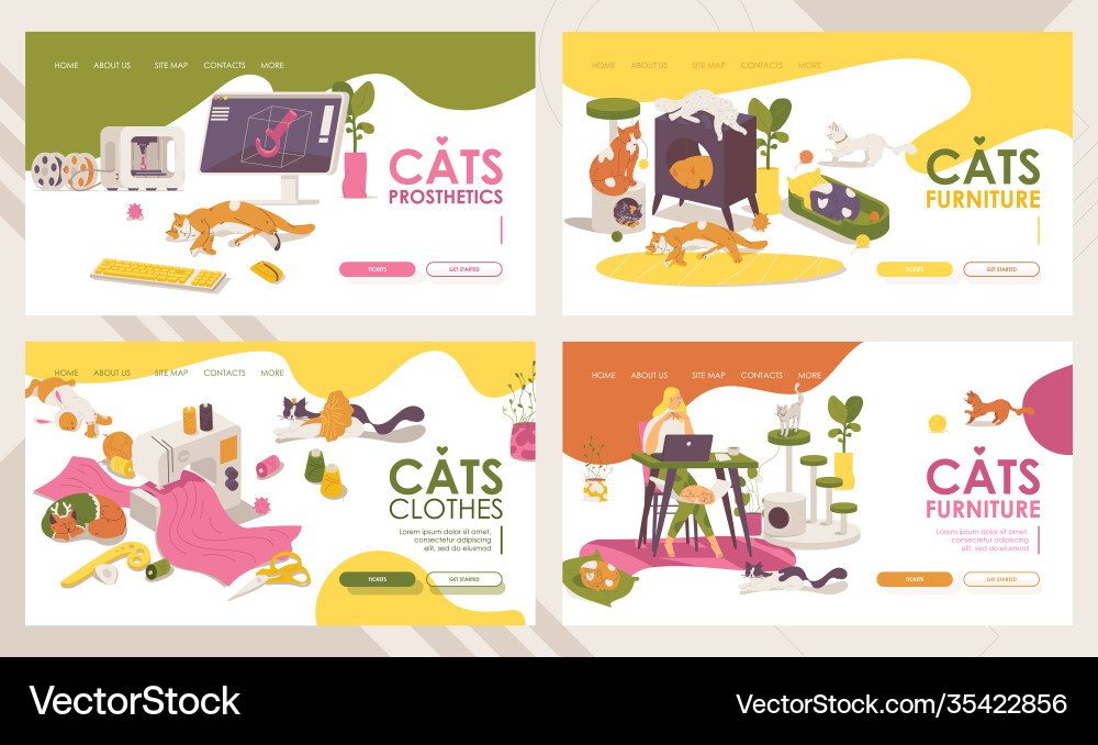 Collection various landing page banners about Vector Image