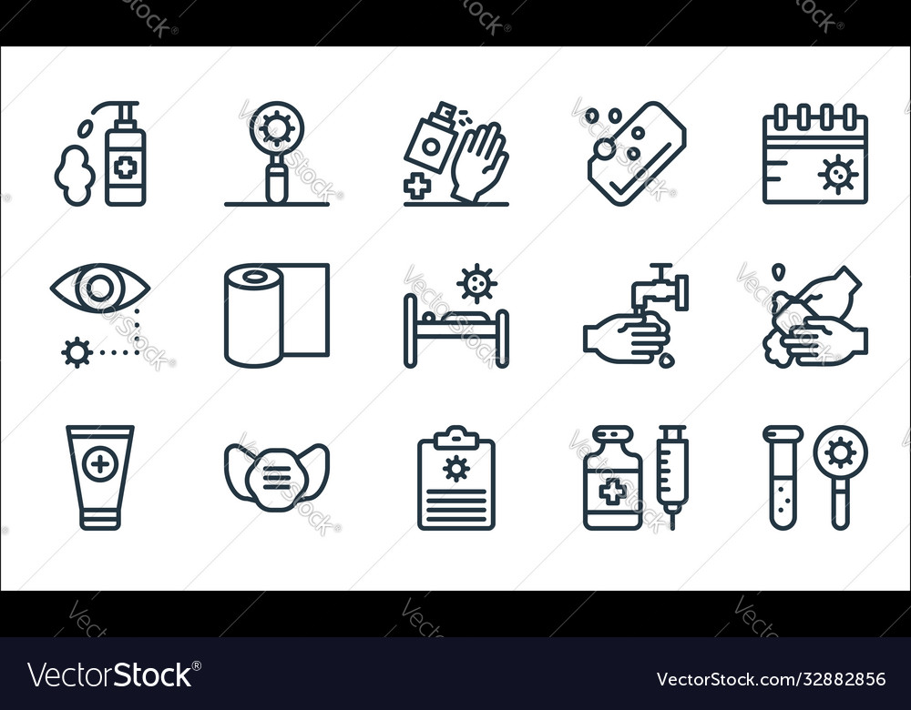 Coronavirus line icons linear set quality line Vector Image